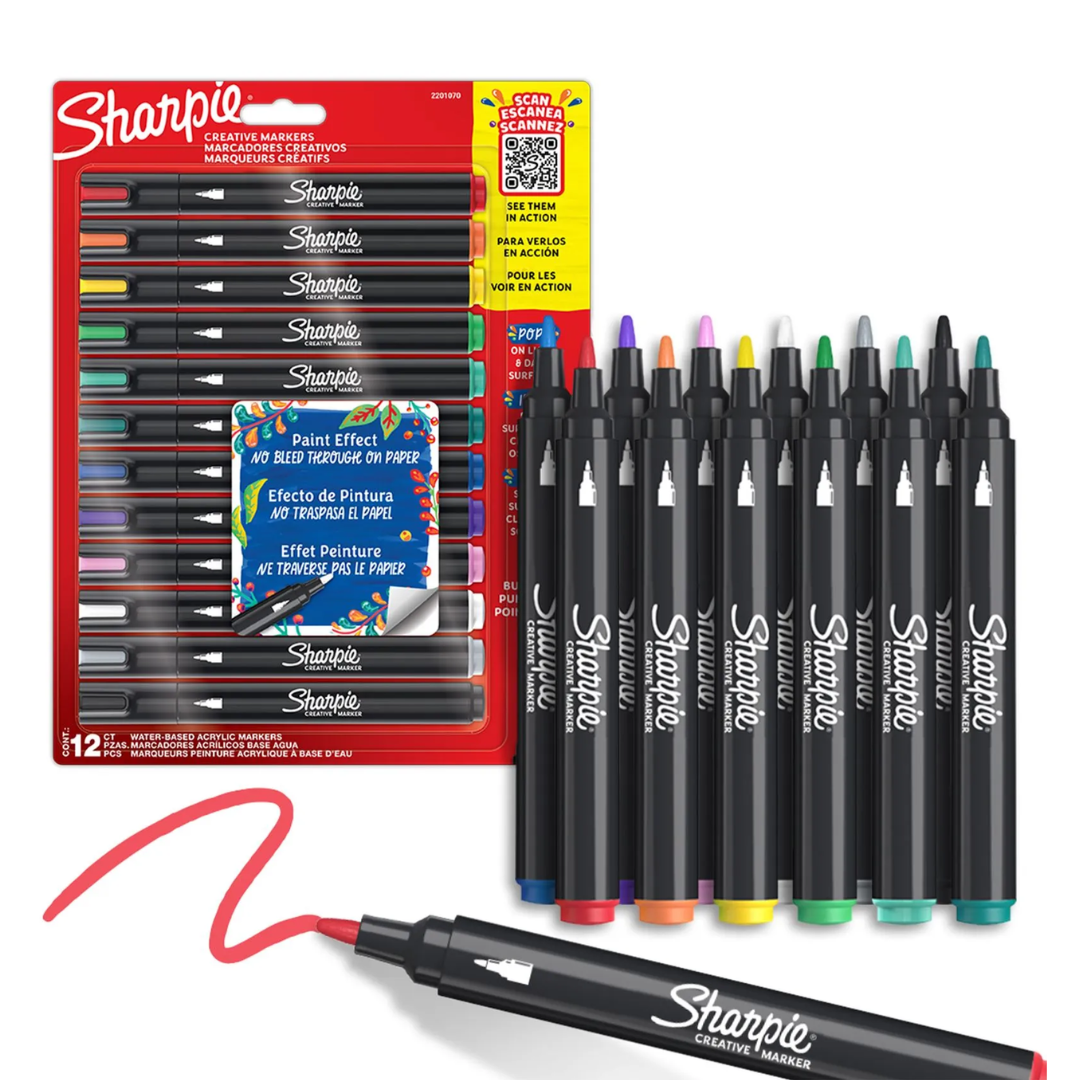 Sharpie Marcadores Acrílico Punta Bala 12 Colores Surtidos | ShopBox